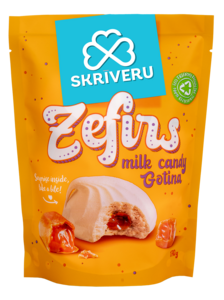 Skrīveru zefīrs ar konfektes "Gotiņa" pildījumu, 170g | Skrīveru Saldumi